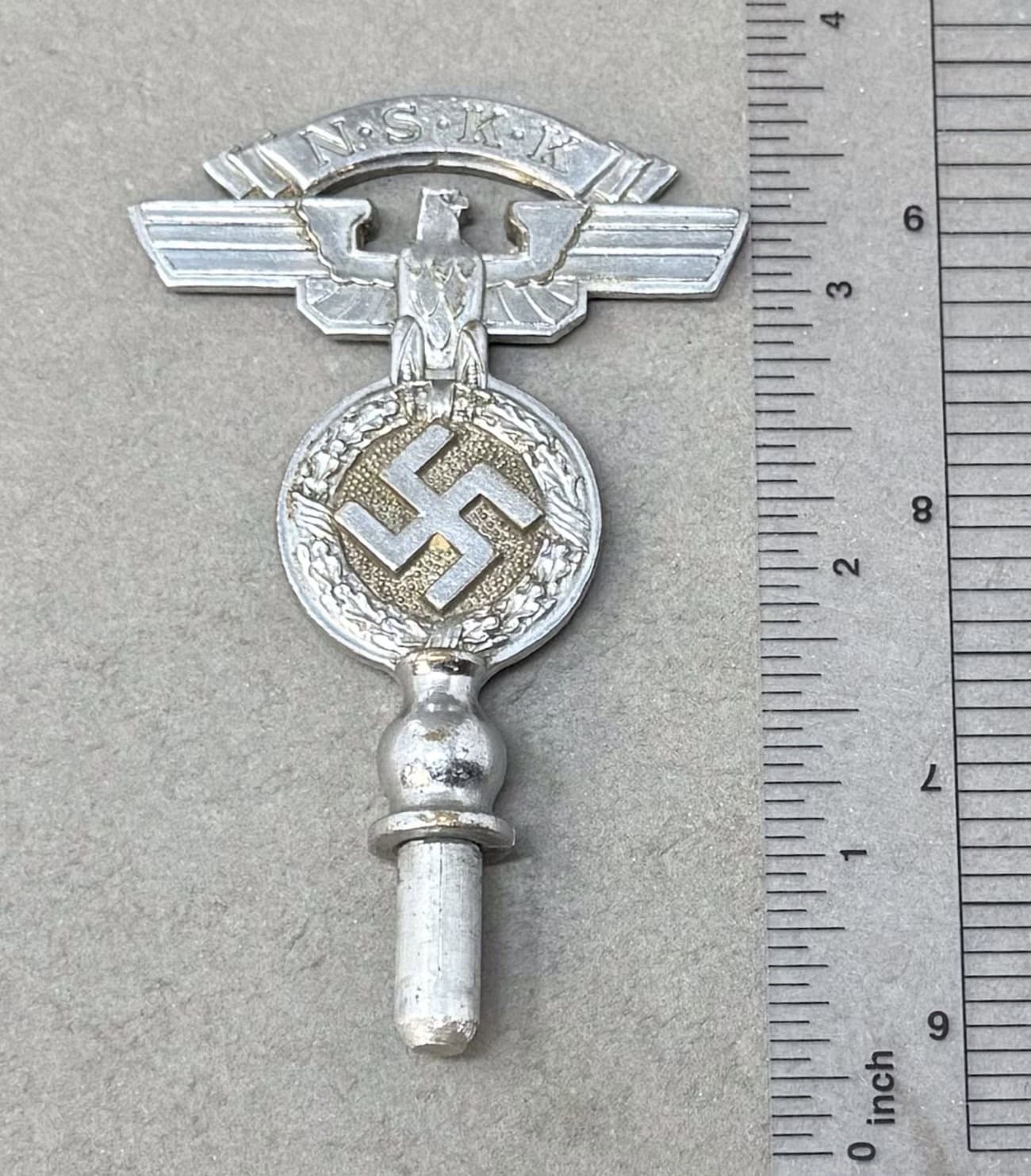 Original Third Reich NSKK Eagle Hood Ornament – COA